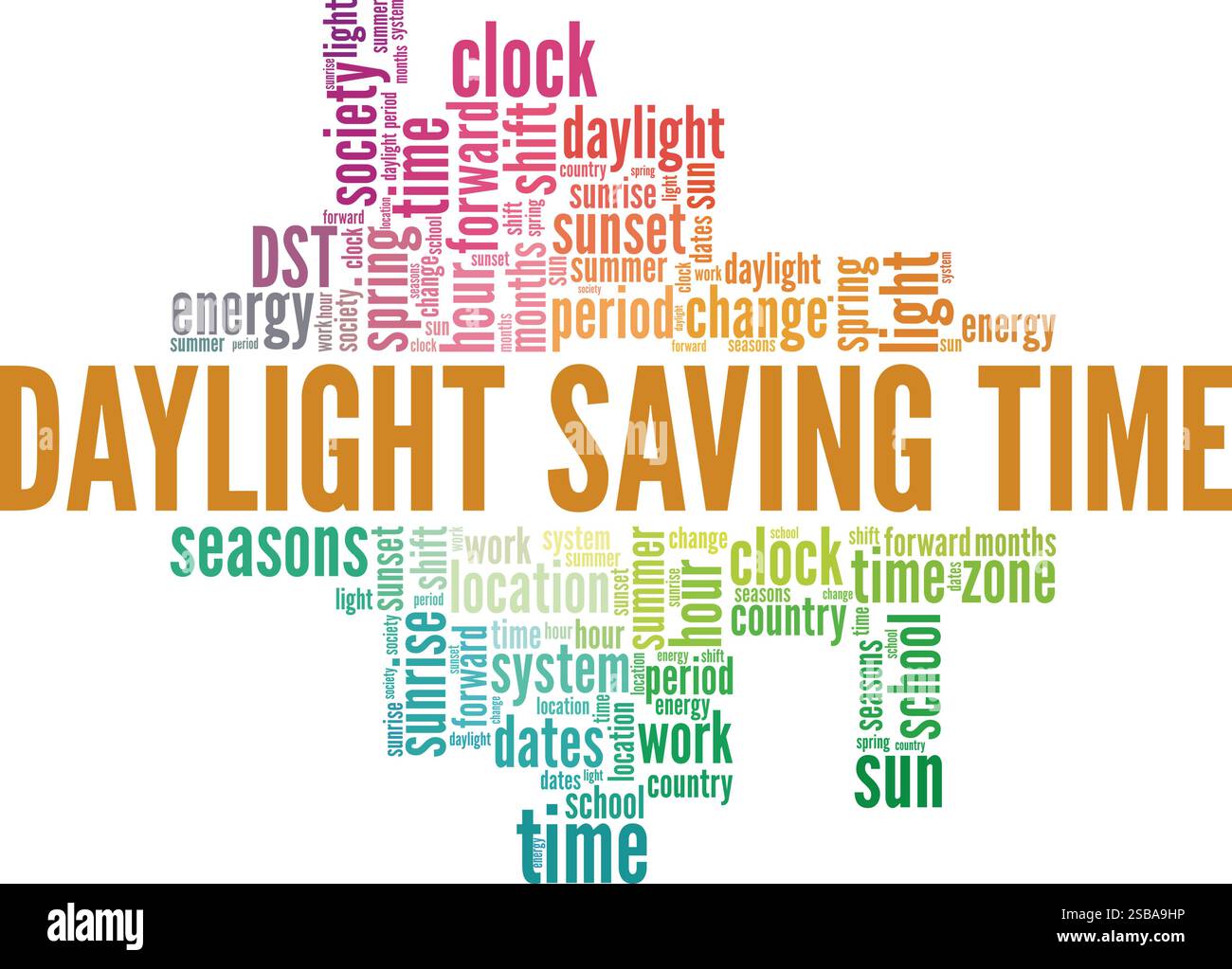 Daylight Saving Time conceptual vector illustration word cloud isolated ...