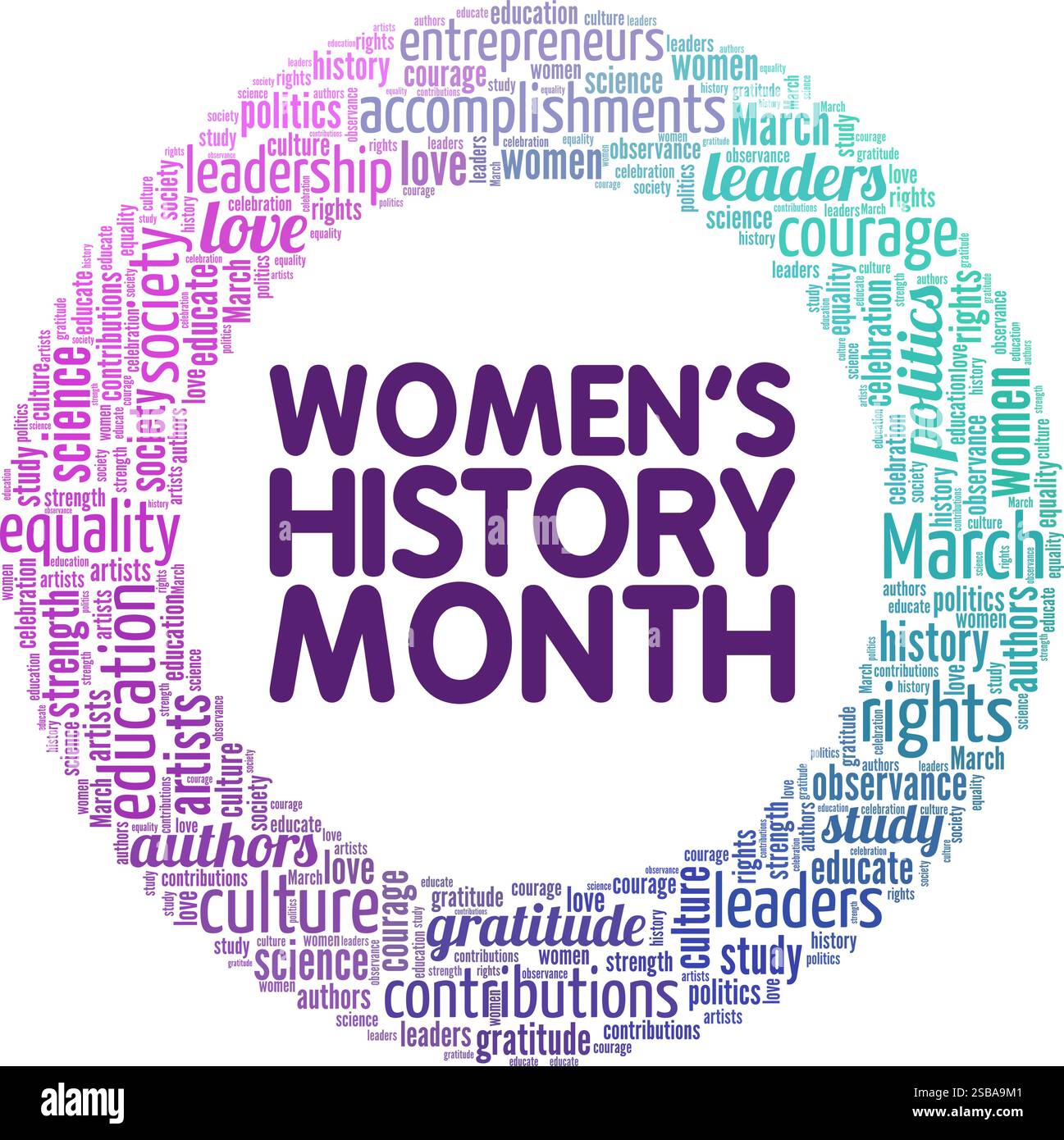 Women's History Month word cloud conceptual design isolated on white ...