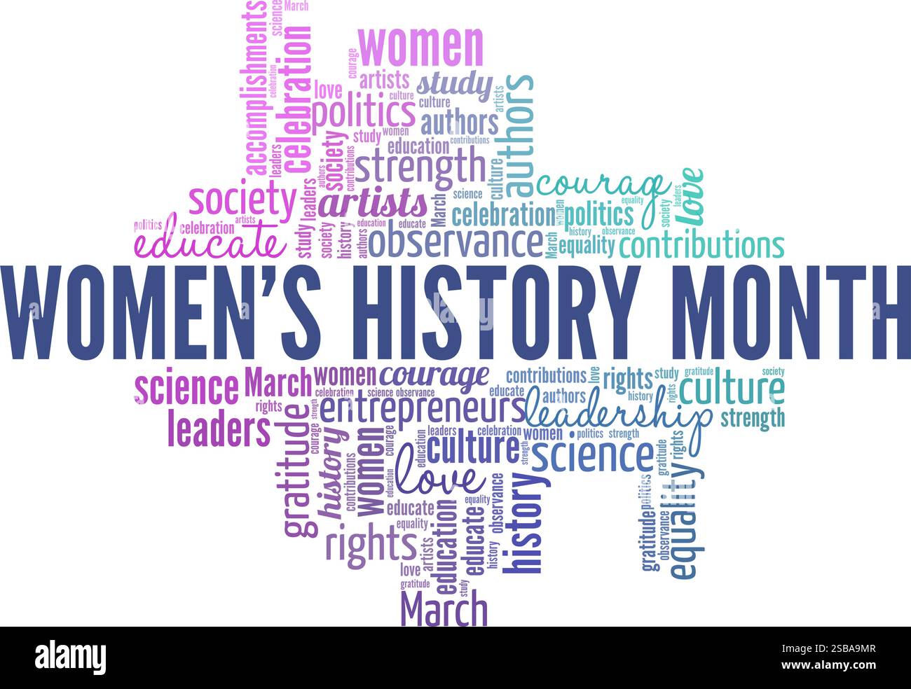 Women's History Month word cloud conceptual design isolated on white ...