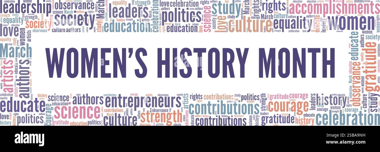 Women's History Month word cloud conceptual design isolated on white ...