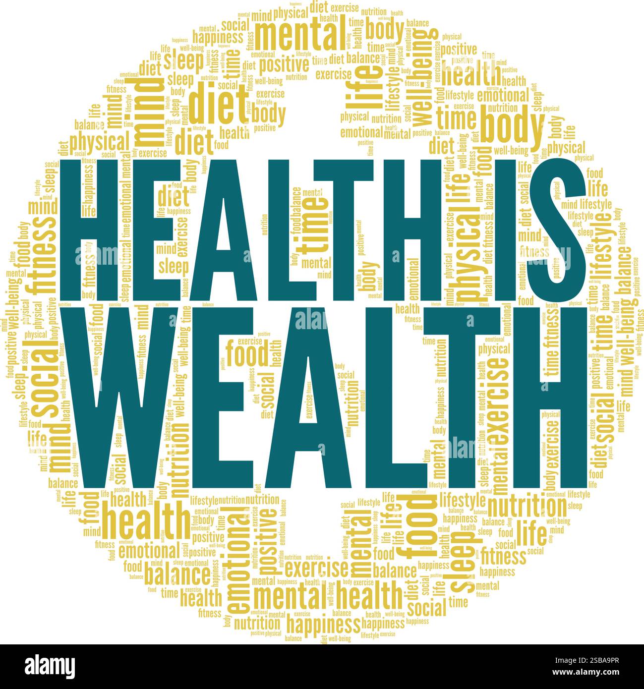 Health is Wealth word cloud conceptual design isolated on white ...