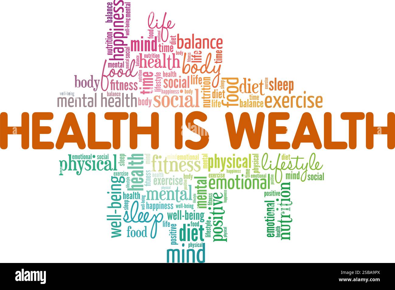 Health is Wealth conceptual vector illustration word cloud isolated on ...