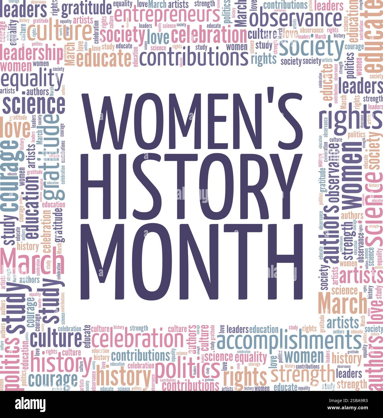 Women's History Month word cloud conceptual design isolated on white background Stock Vector ...