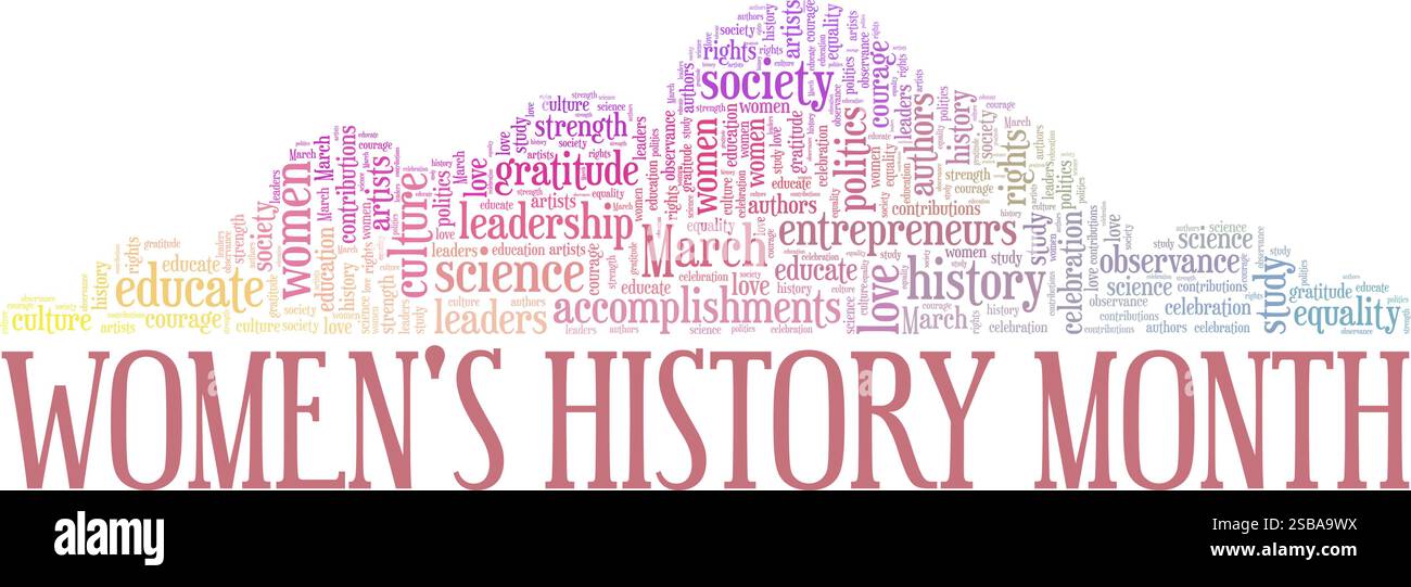 Women's History Month word cloud conceptual design isolated on white ...