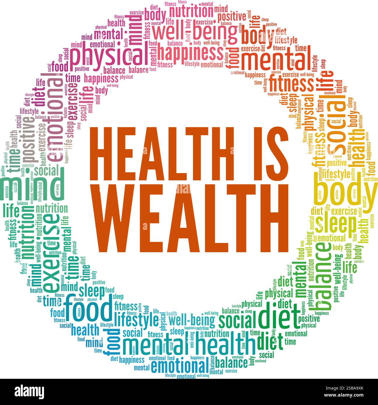 Health is Wealth conceptual vector illustration word cloud isolated on ...