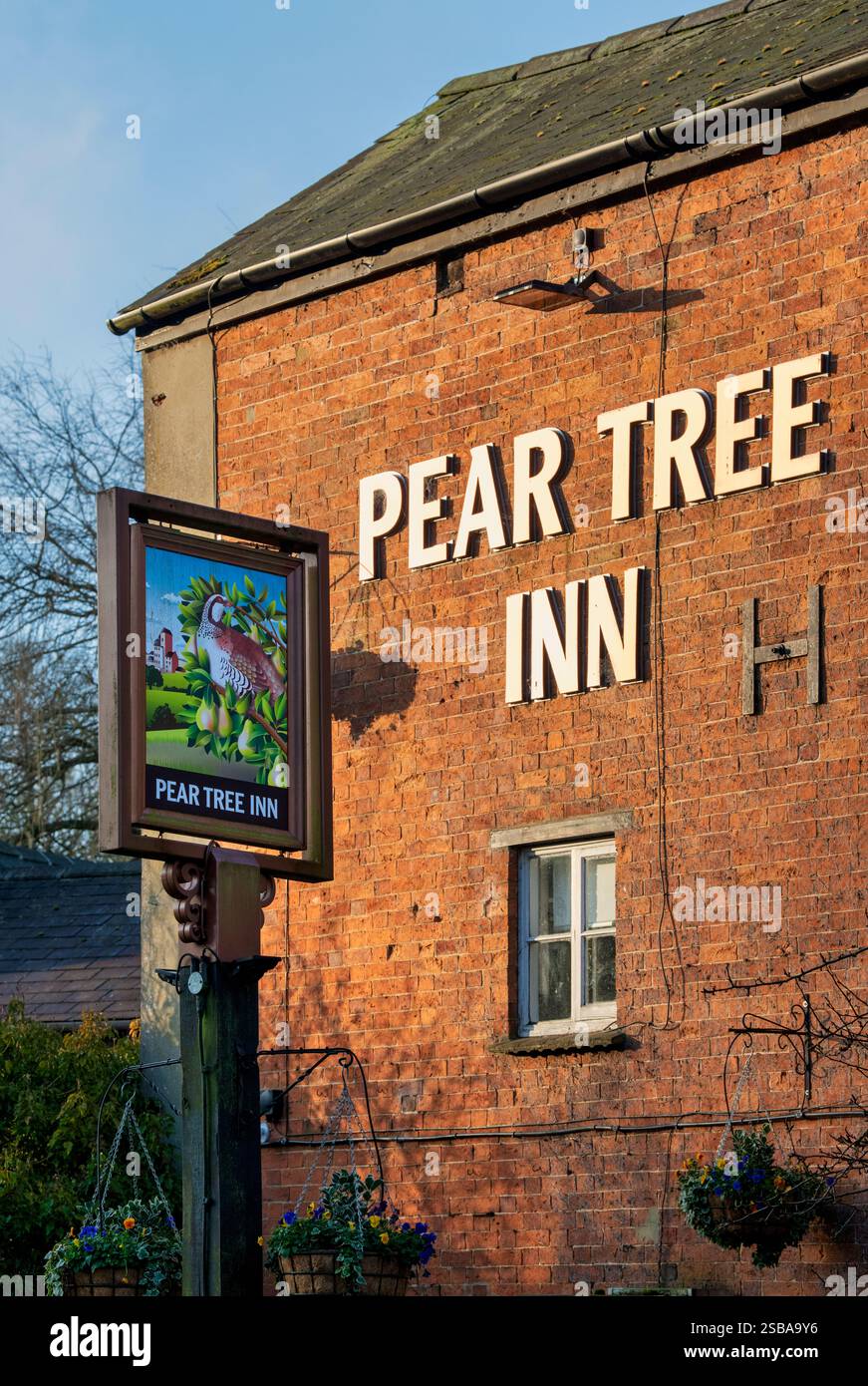 The Pear Tree pub sign. Hook Norton, Oxfordshire, England Stock Photo ...