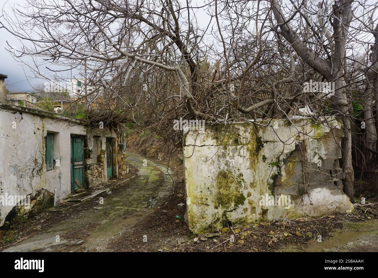 Old, dilapidated houses in Plora, lie there in ruins with locked doors ...
