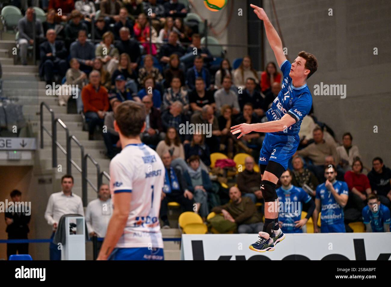 Roeselare, Belgium. 29th Jan, 2025. Seppe Rotty (12) of Roeselare ...