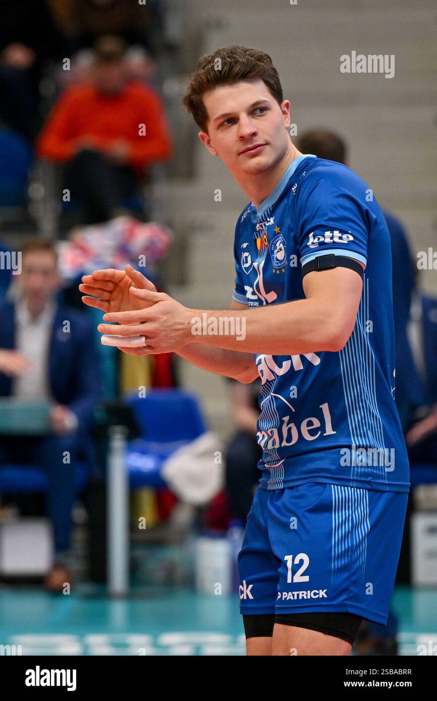 Roeselare, Belgium. 29th Jan, 2025. Seppe Rotty (12) of Roeselare ...