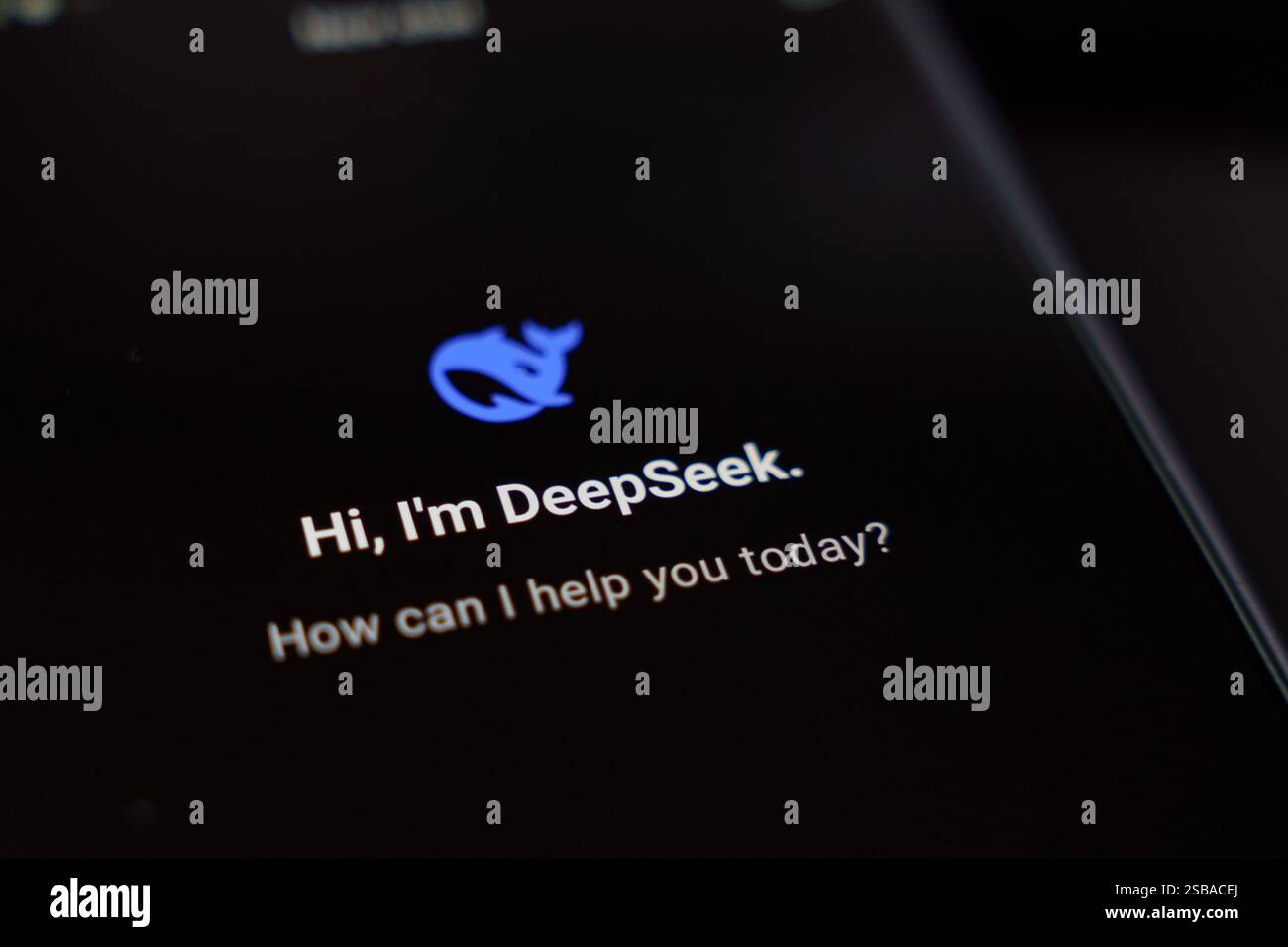 Smartphone screen displaying the DeepSeek app interface. High quality ...