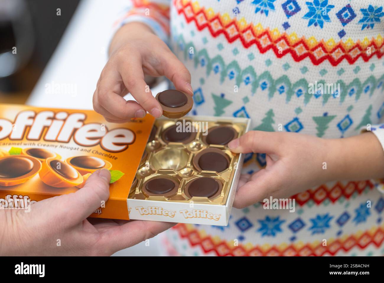 Lviv, Ukraine - February 1, 2025: Box of Toffifee caramel candies Stock ...