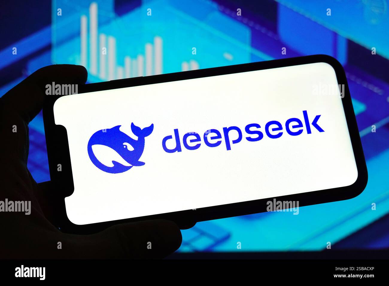In this photo illustration, a Deepseek logo is displayed on the screen ...