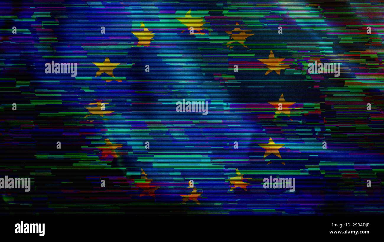EU European Union digital technology flag cyber background. Europe ...