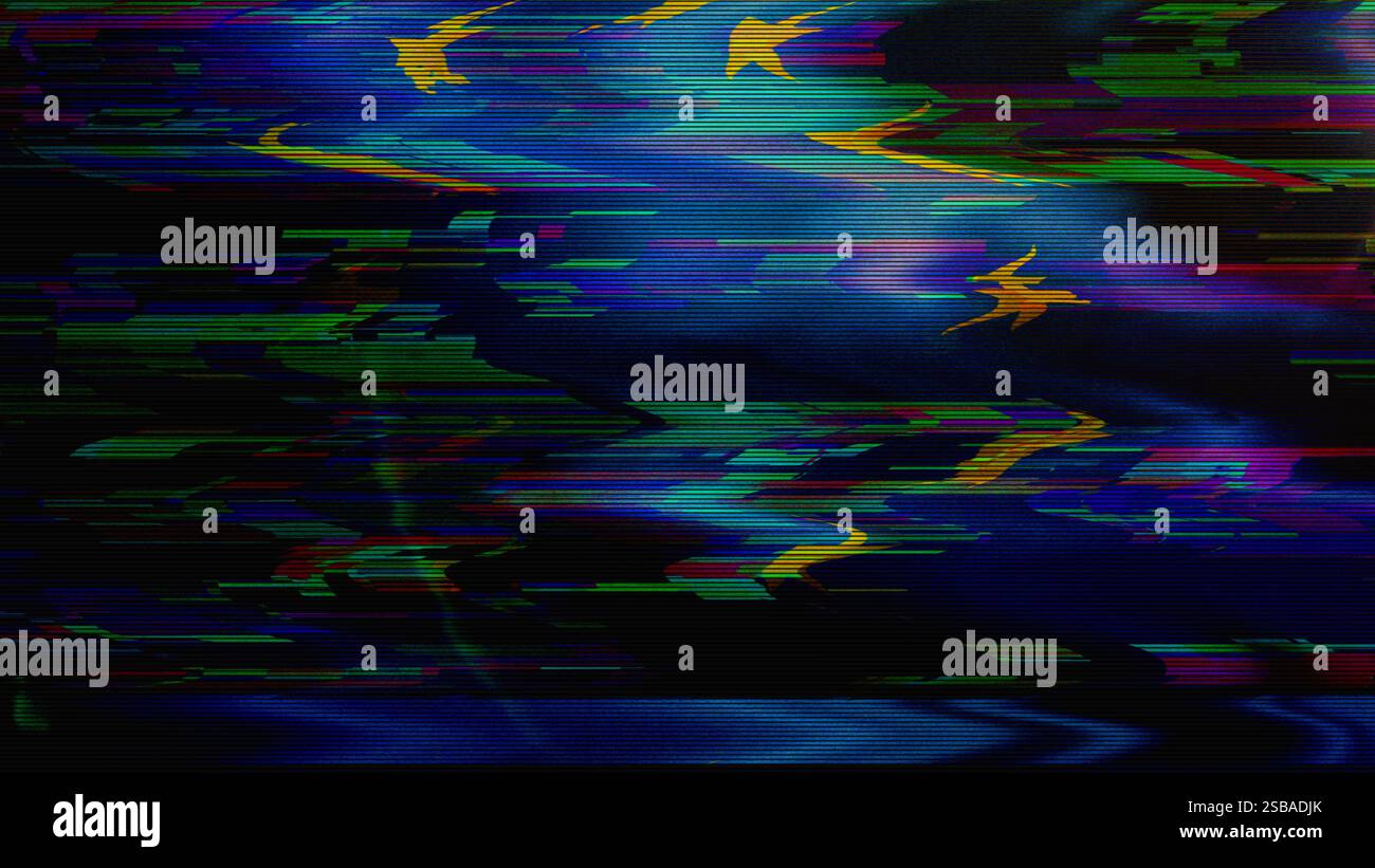 EU European Union digital technology flag cyber background. Europe ...