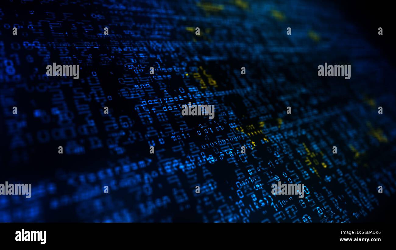 EU European Union digital technology flag cyber background. Europe ...