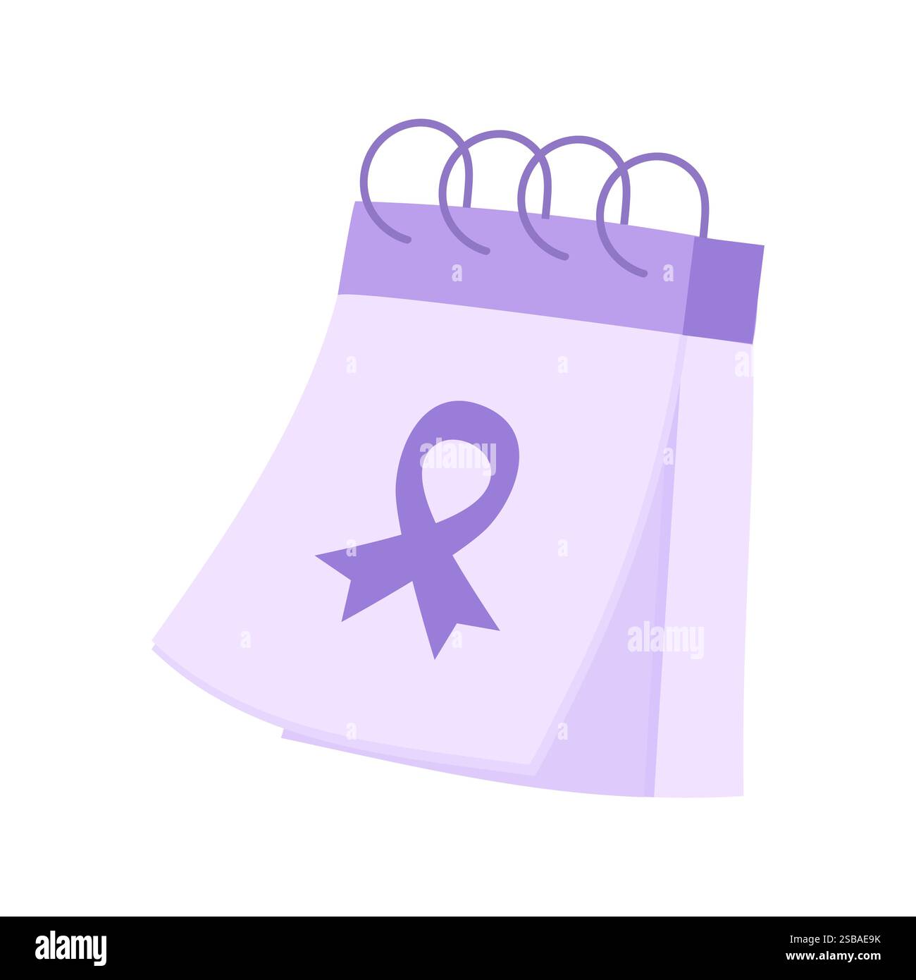 World Cancer Day Purple Spiral Calendar With Ribbon Illustration Stock ...