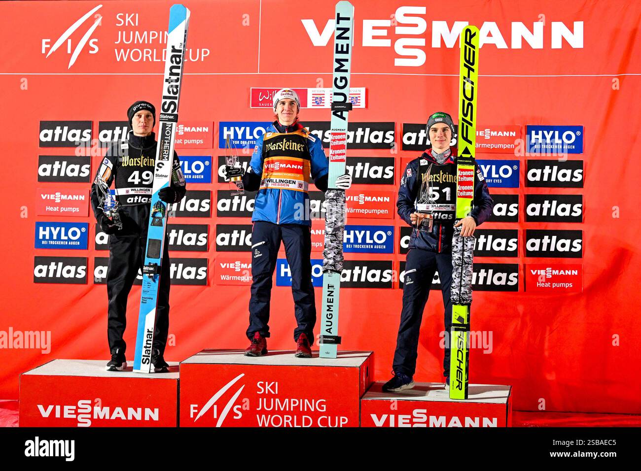 Anze Lanisek (Slowenien), Daniel Tschofenig (Oesterreich) und ...