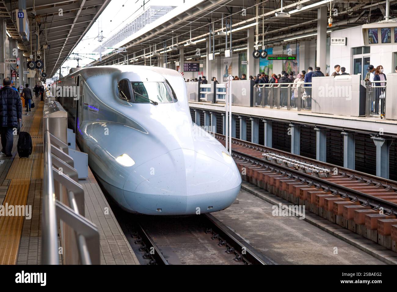 A Shinkansen N700 series bullet train at Shin Osaka station in Japan Stock Photo - Alamy