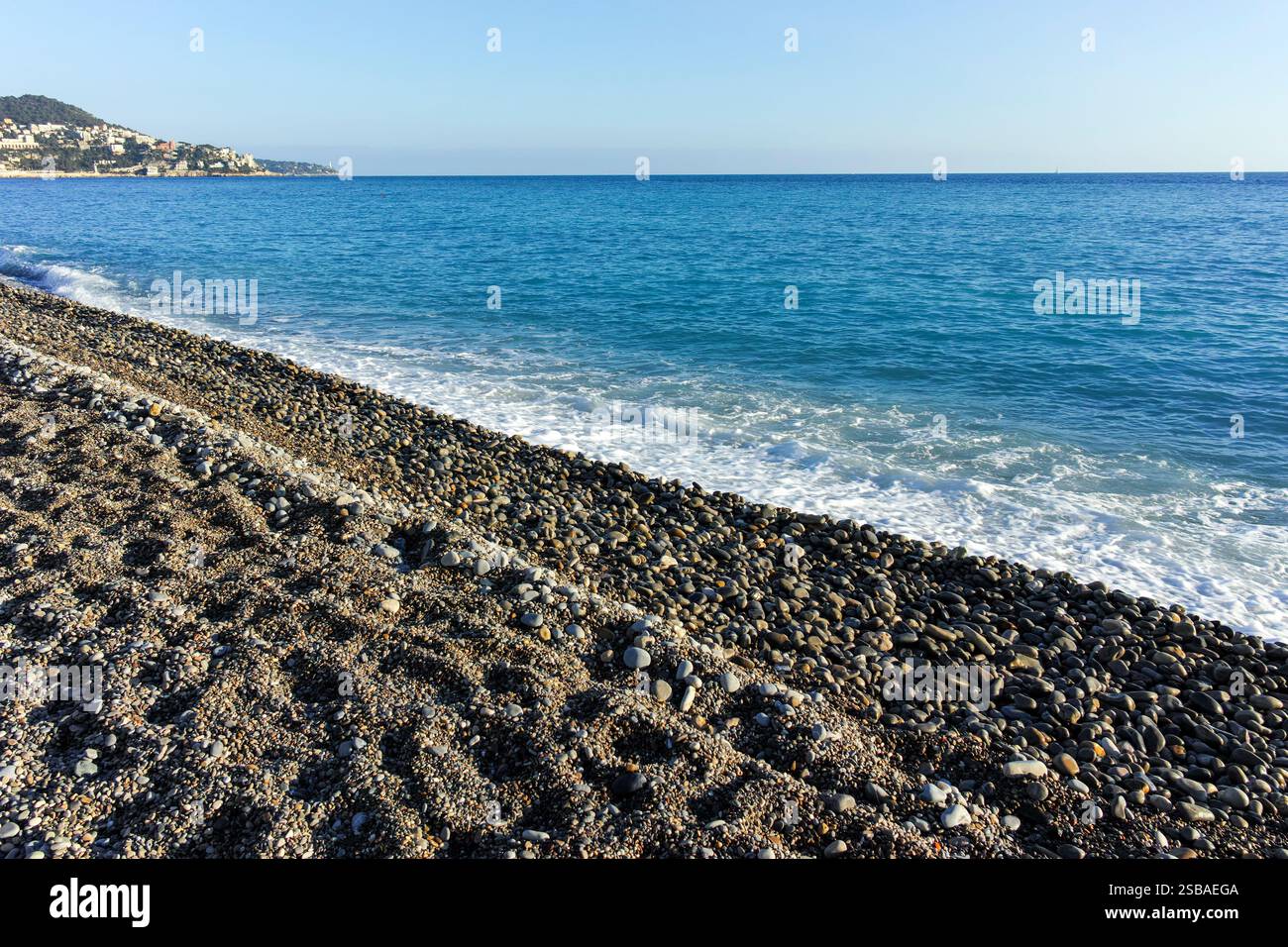 NICE, FRANCE - JANUARY 25, 2024: Sunset Panorama of Coastal street of ...