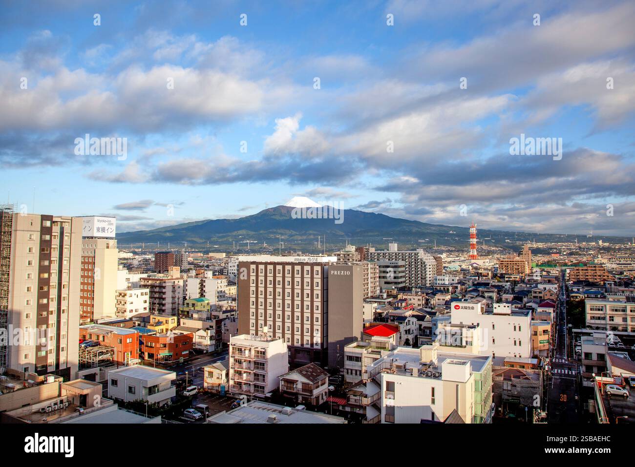 Numazu, Japan: View of Numazu City with the snow-capped peak of Mount ...