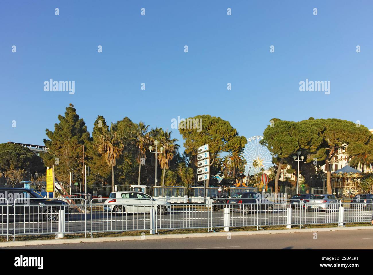 NICE, FRANCE - JANUARY 25, 2024: Sunset Panorama of Coastal street of ...