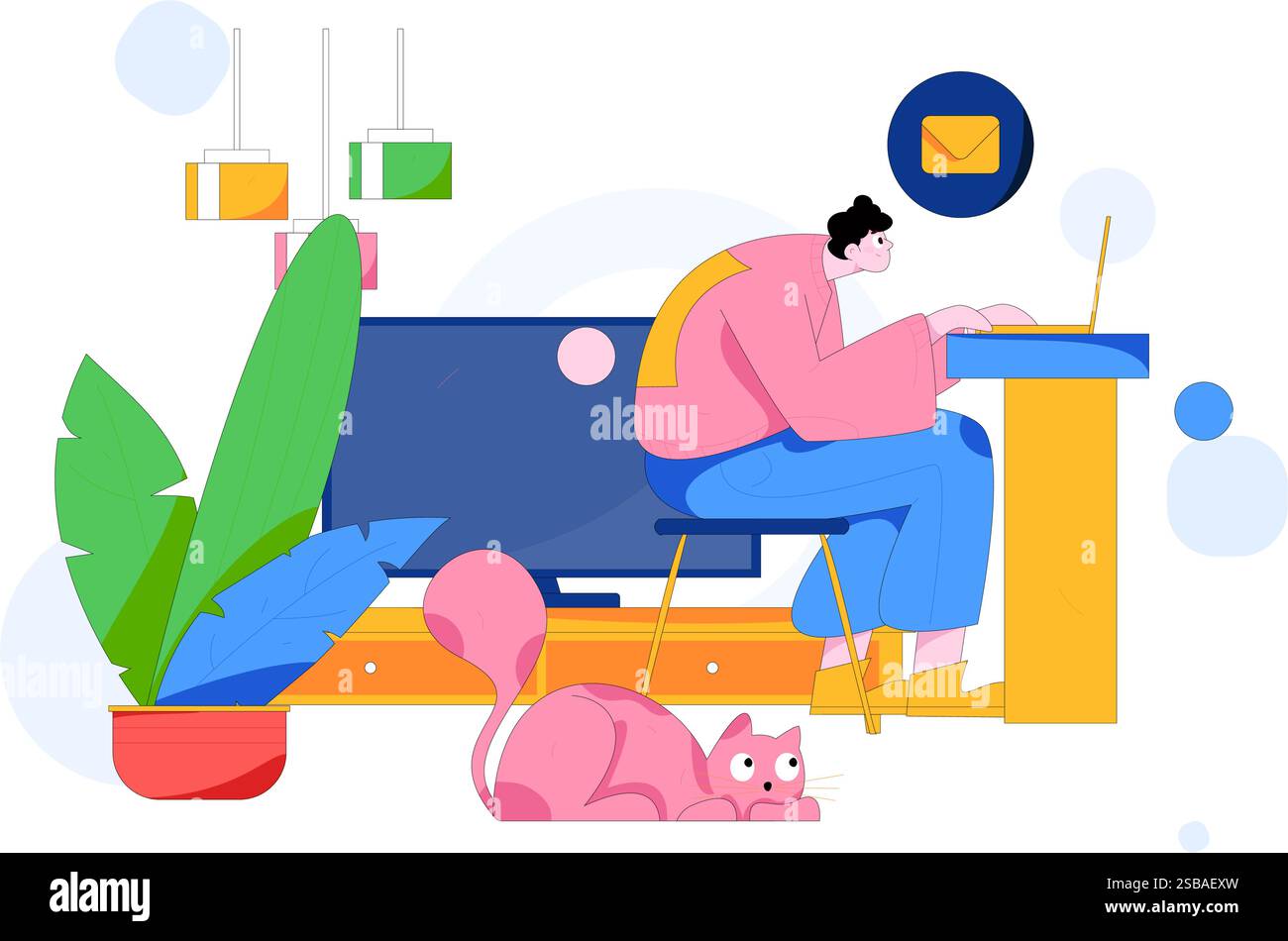 Home indoor character scene flat vector concept operation hand drawn ...
