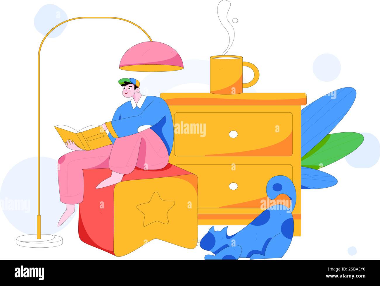 Home indoor character scene flat vector concept operation hand drawn ...