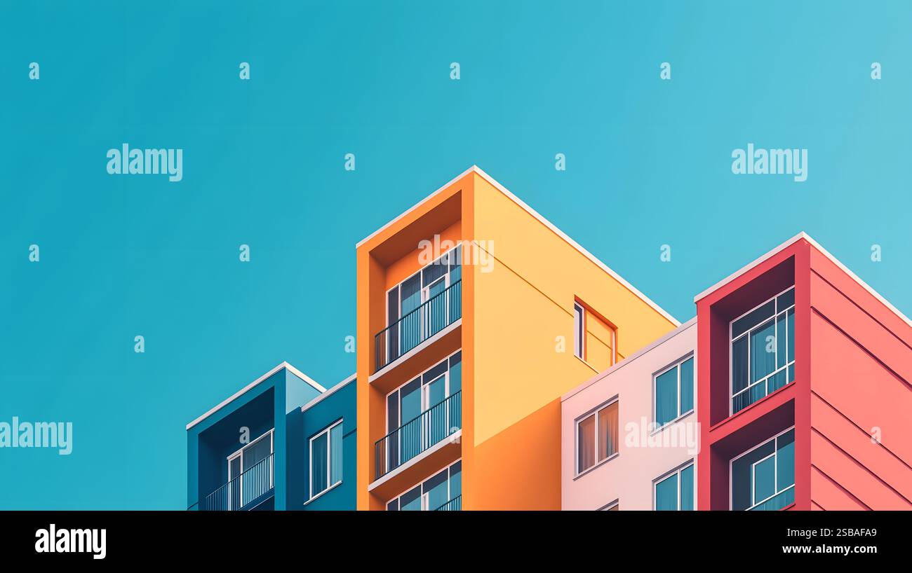 Vibrant contemporary apartment and office building in a lively urban ...