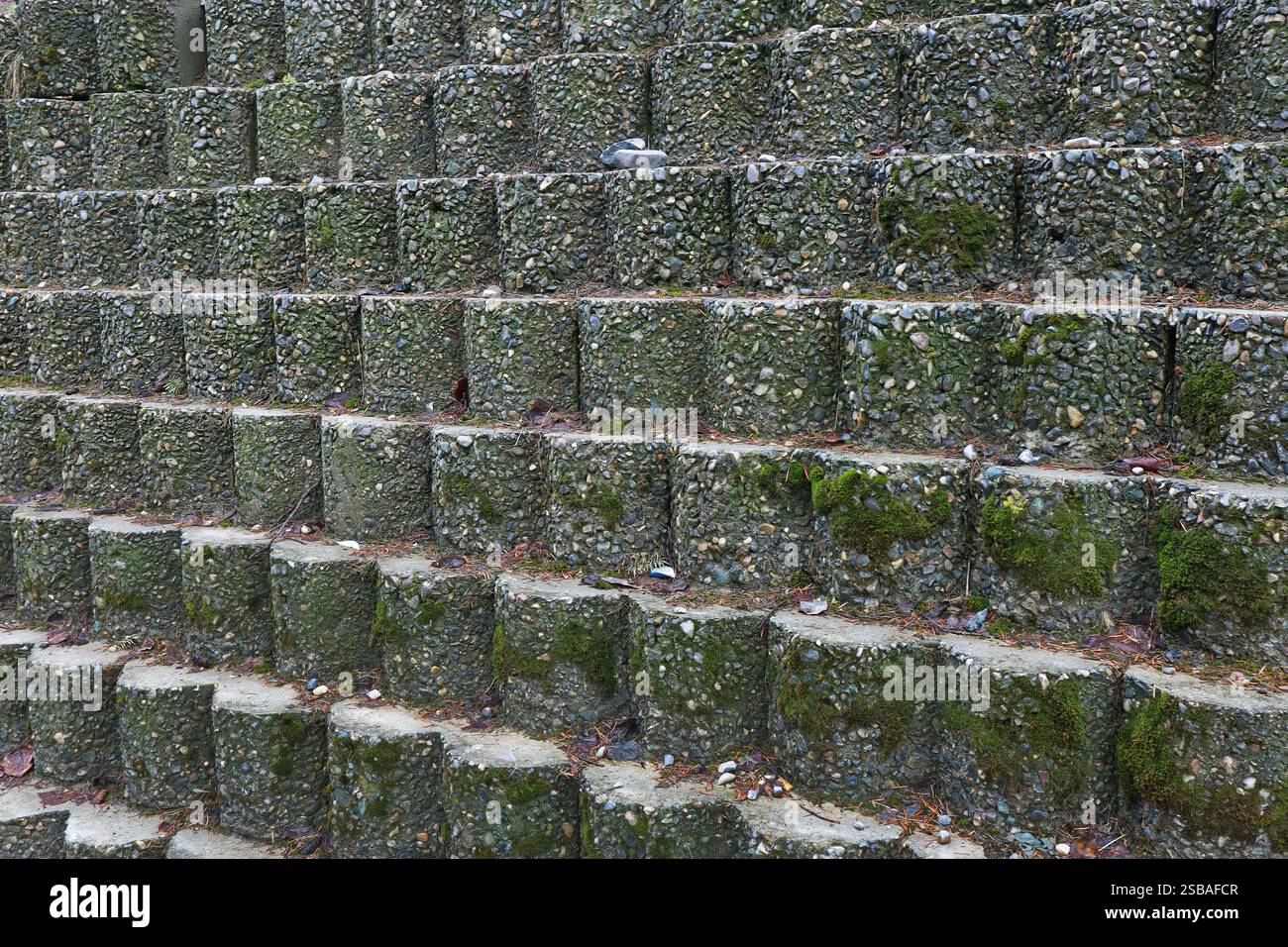 A retaining wall made of shaped concrete blocks Stock Photo - Alamy