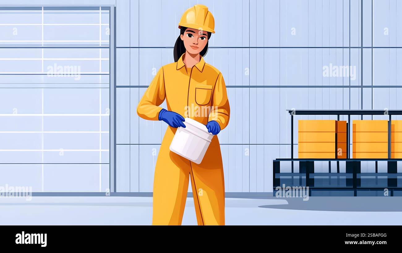 A worker in protective uniform and gear disinfecting and cleaning high ...