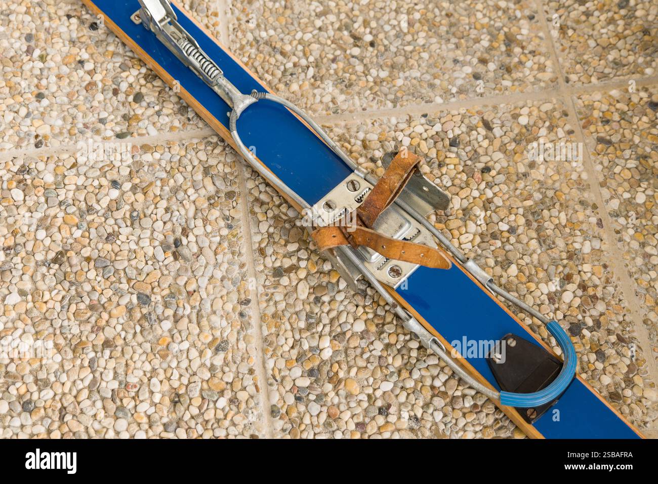 Blue Retro skis from sixties Stock Photo - Alamy