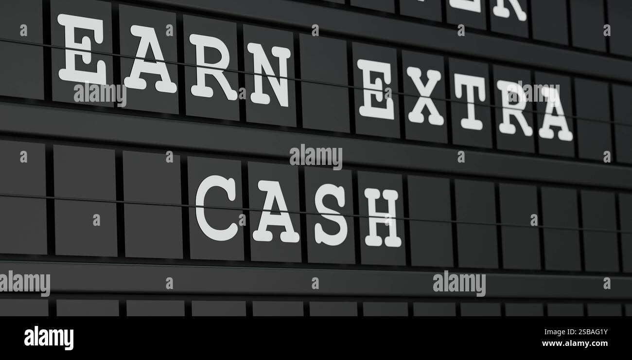 Earn Extra Cash Earn extra cash. Black timetable display with white ...