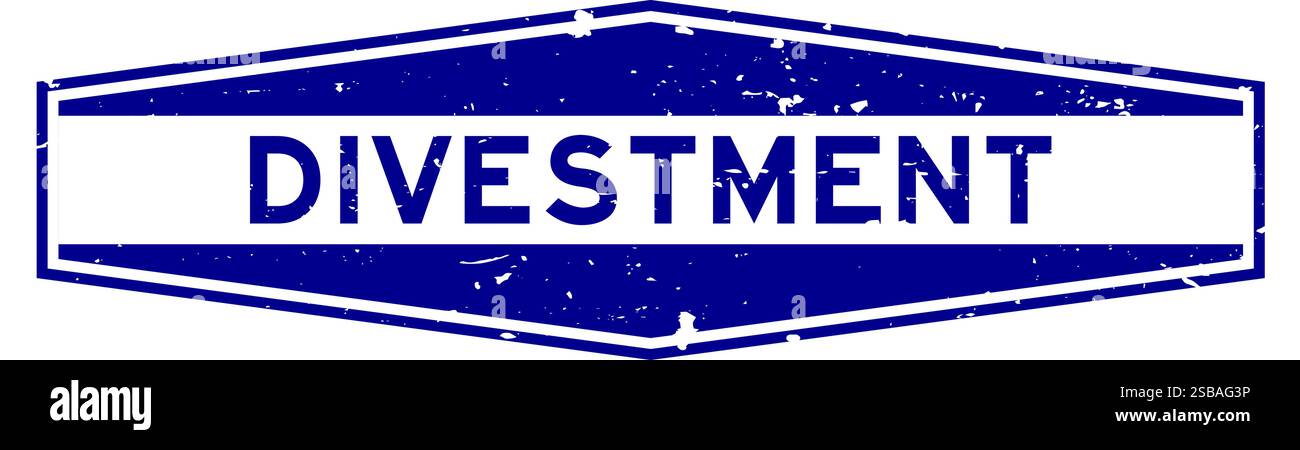 Grunge blue divestment word hexagon rubber seal stamp on white background Stock Vector Image ...