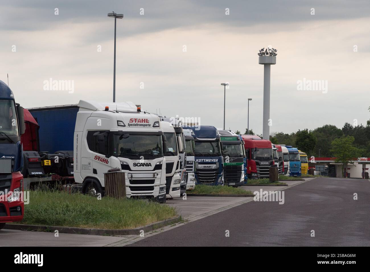 Command tower on control point Grenzubergangsstelle Marienborn GUSt on ...