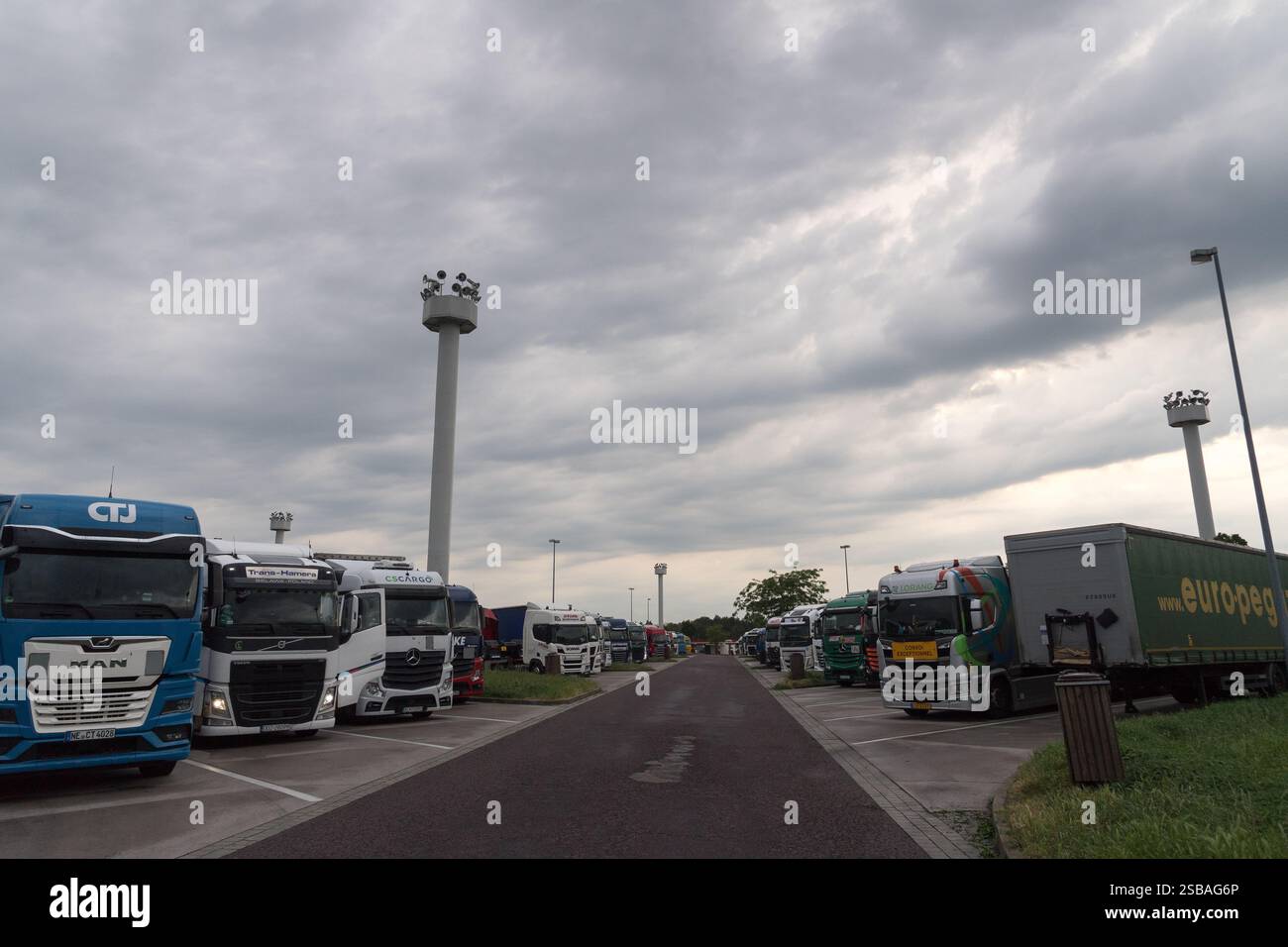 Command tower on control point Grenzubergangsstelle Marienborn GUSt on ...