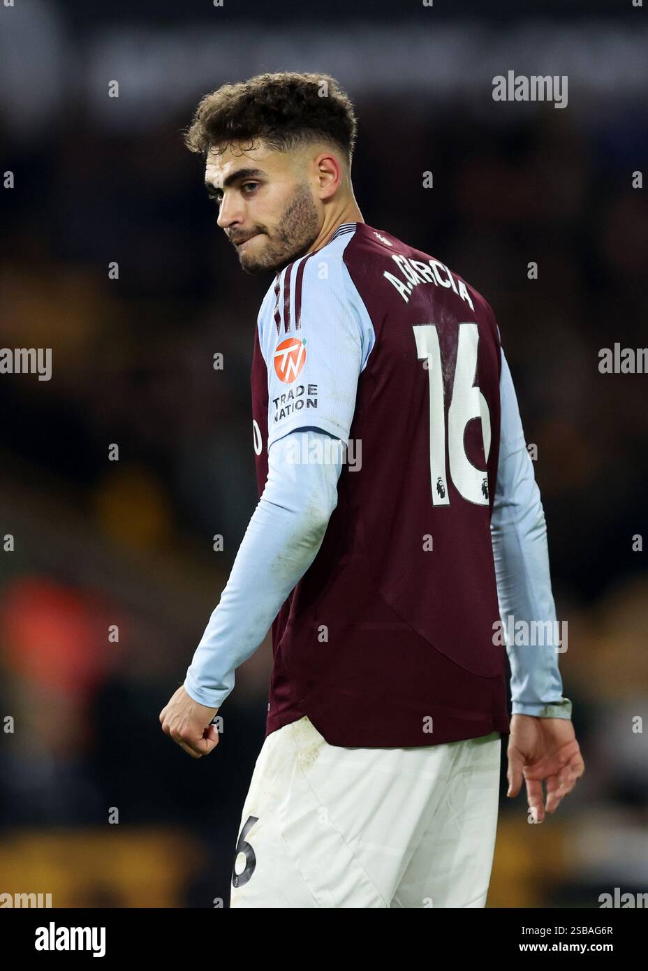 Wolverhampton, England, 1st February 2025. Aston Villa's Andres Garcia ...