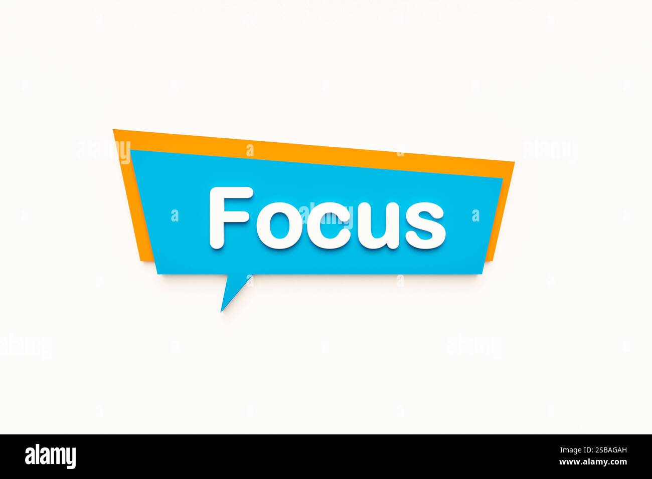 Focus Focus, colored cartoon speech bubble, white text. 3D illustration ...