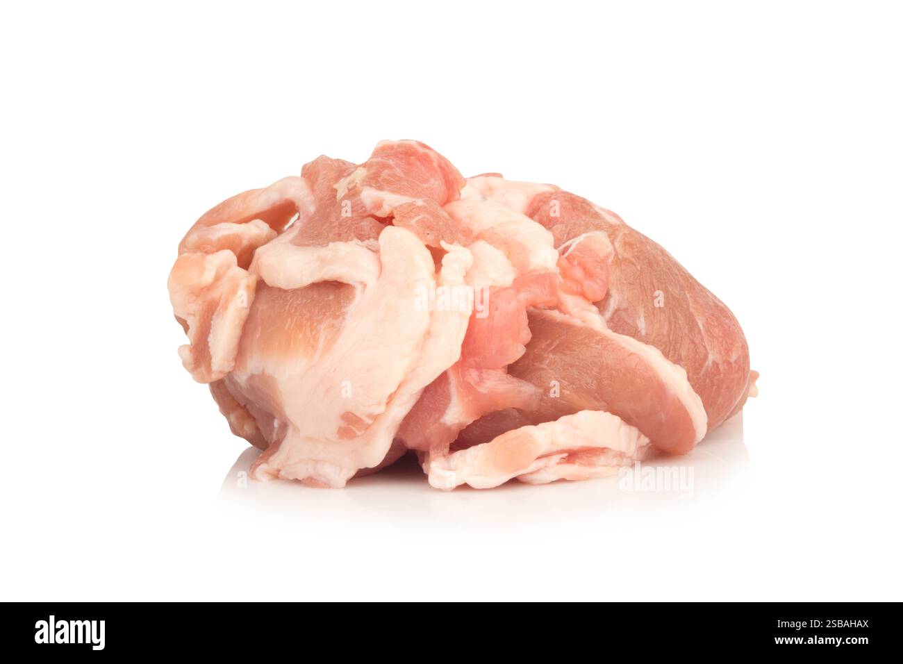 Sliced pork shoulder with skin fresh slice isolated on white background ...