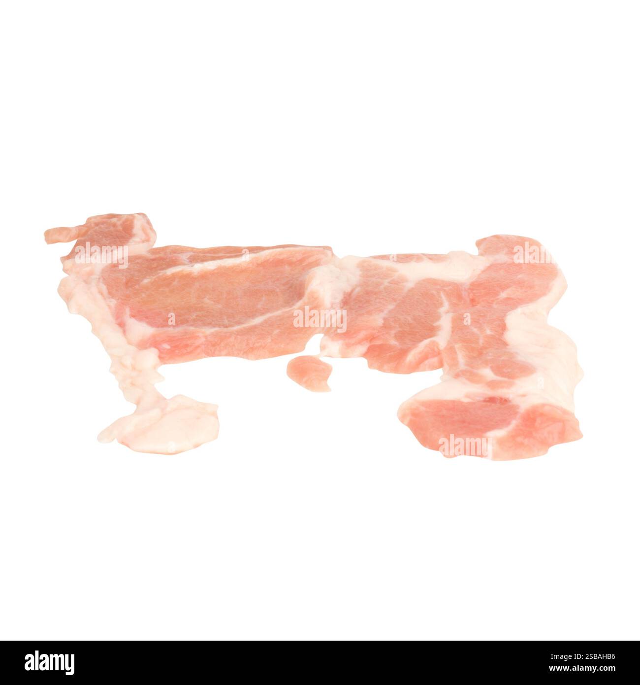 Sliced pork shoulder with skin fresh slice isolated on white background ...