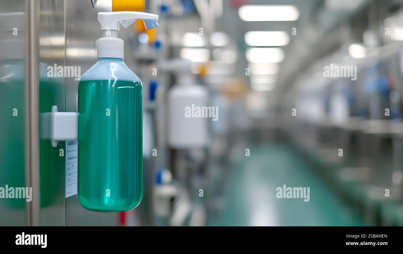 Hand sanitizer station located at the entrance of a food manufacturing ...