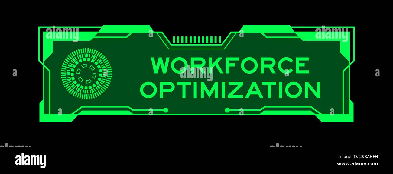 Green color of futuristic hud banner that have word workforce ...