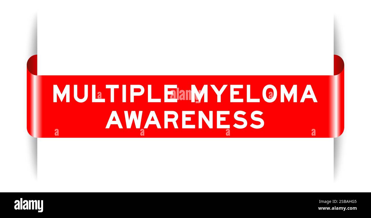 Red color inserted label banner with word multiple myeloma awareness on ...