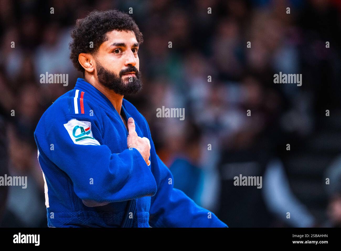 Walide KHYAR (FRA) bronze medal Menâ??s -66Kg during the Paris Grand ...