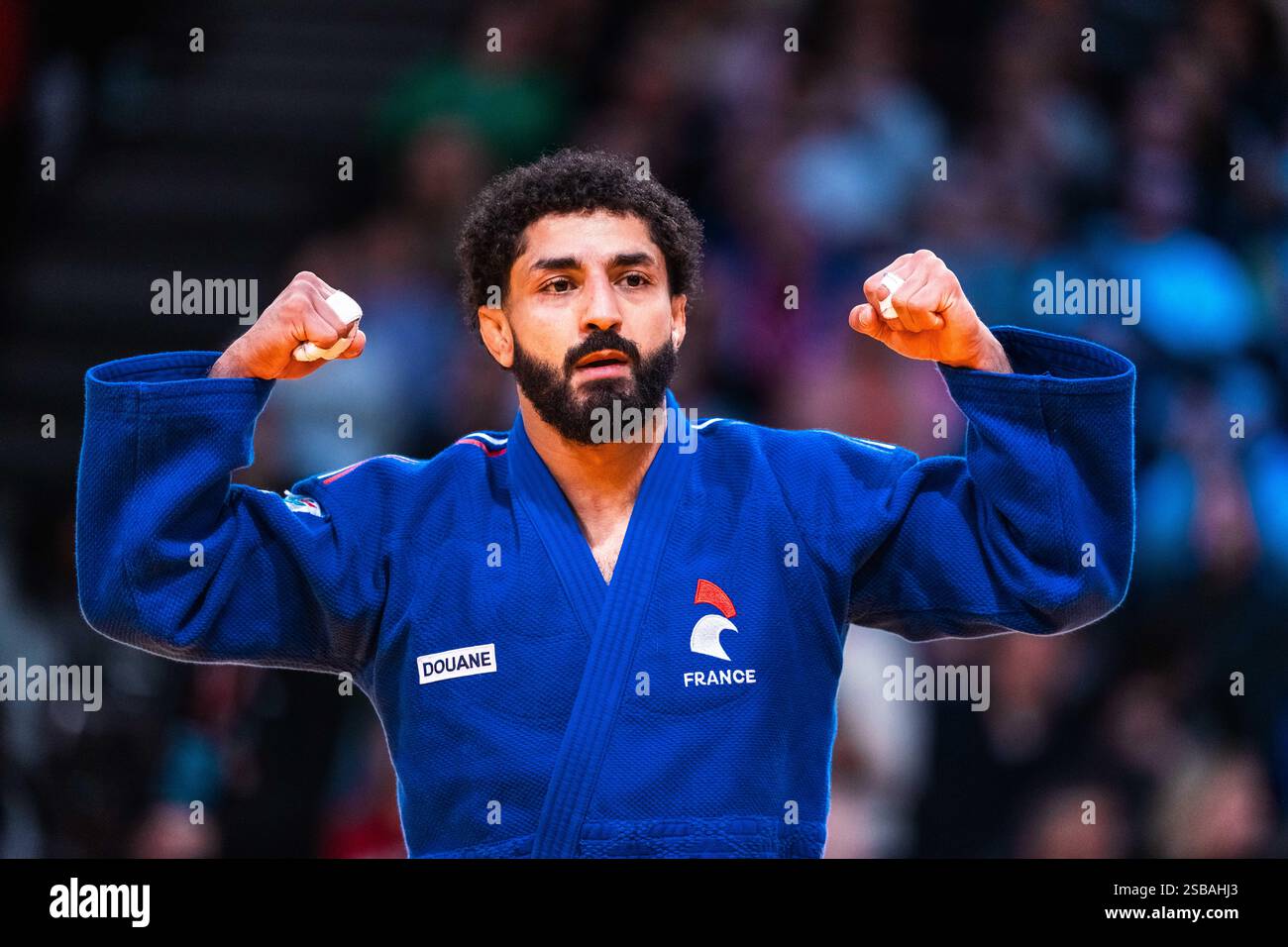 Walide KHYAR (FRA) bronze medal Menâ??s -66Kg during the Paris Grand ...