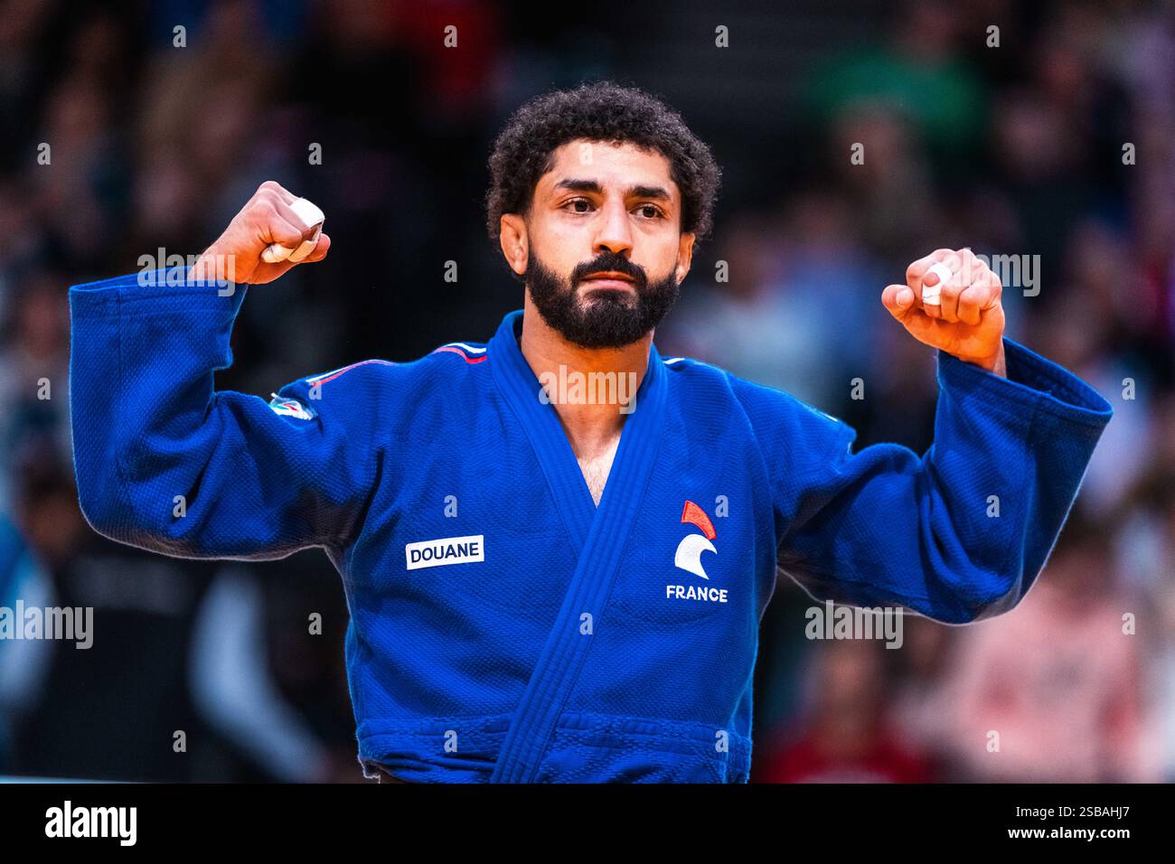 Walide KHYAR (FRA) bronze medal Menâ??s -66Kg during the Paris Grand ...