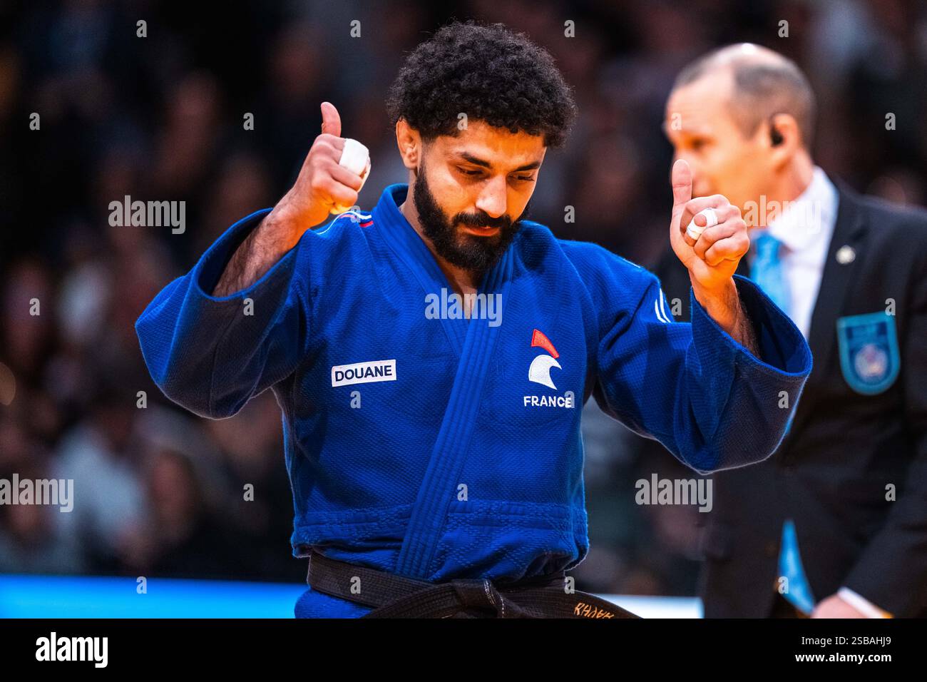 Walide KHYAR (FRA) bronze medal Menâ??s -66Kg during the Paris Grand ...