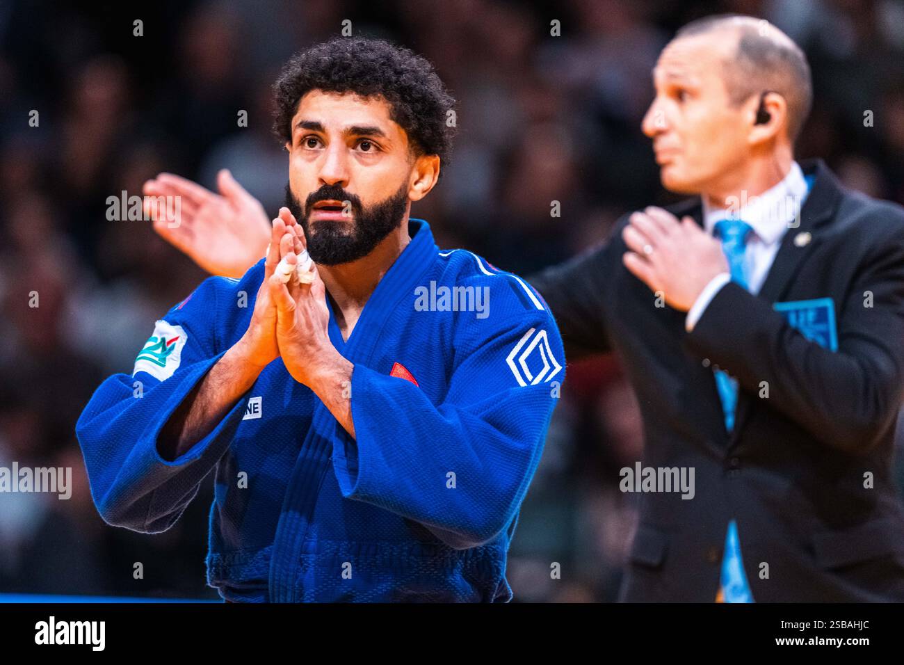 Walide KHYAR (FRA) bronze medal Menâ??s -66Kg during the Paris Grand ...