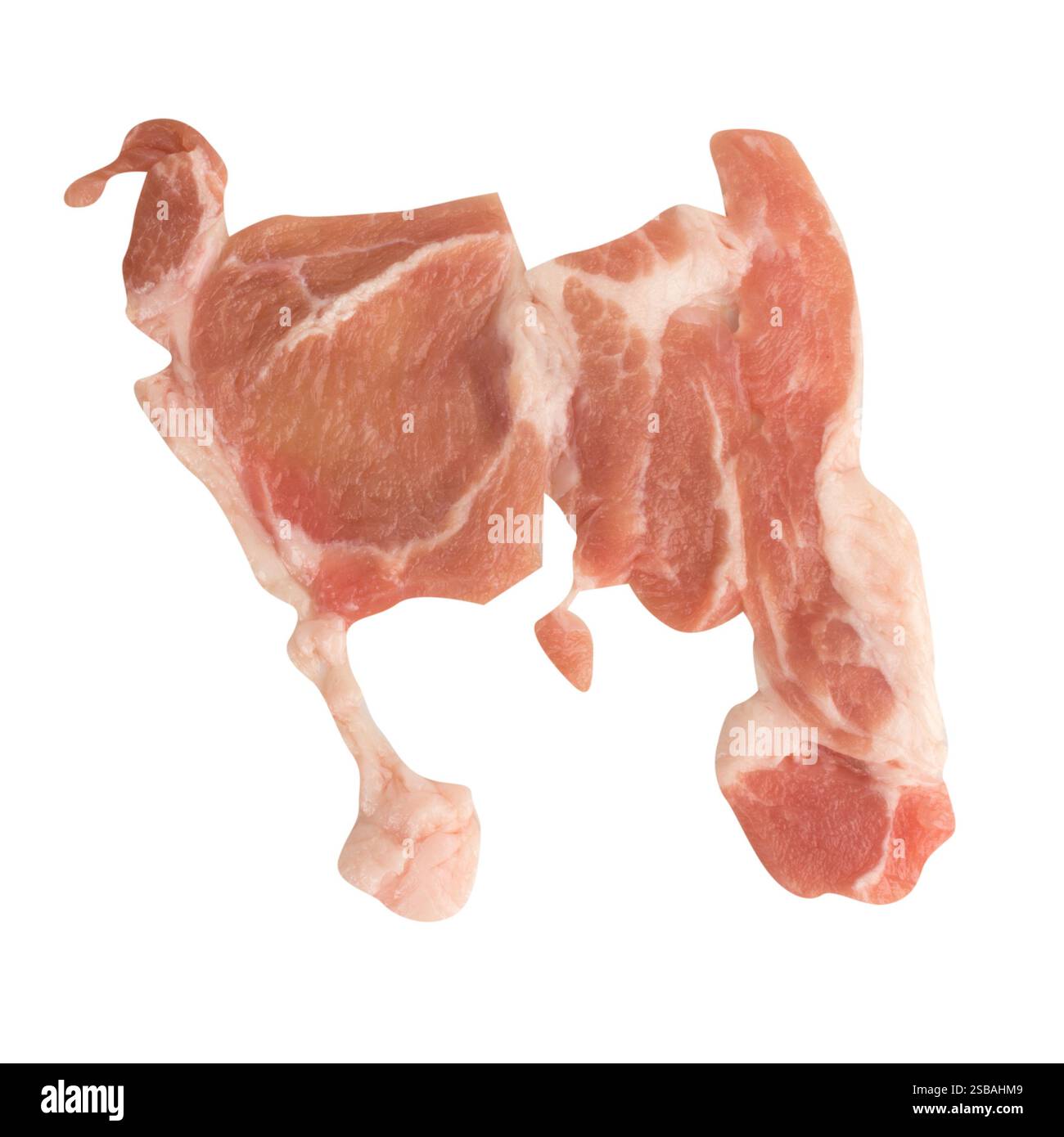 Sliced pork shoulder with skin fresh slice isolated on white background ...