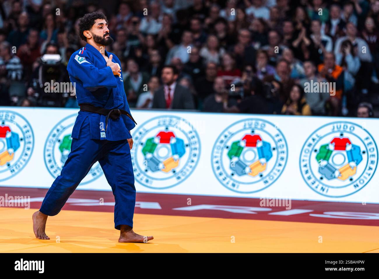 Walide KHYAR (FRA) bronze medal Menâ??s -66Kg during the Paris Grand ...