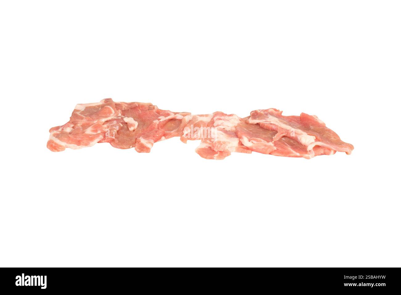 Sliced pork shoulder with skin fresh slice isolated on white background ...